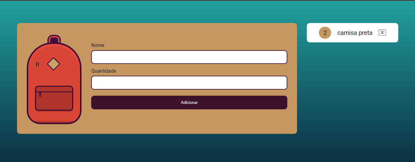 GitHub - ViniciusFerreiraDeSa/Projeto-Mochila-JS: Um projeto focado em mexer com o document, e JS.