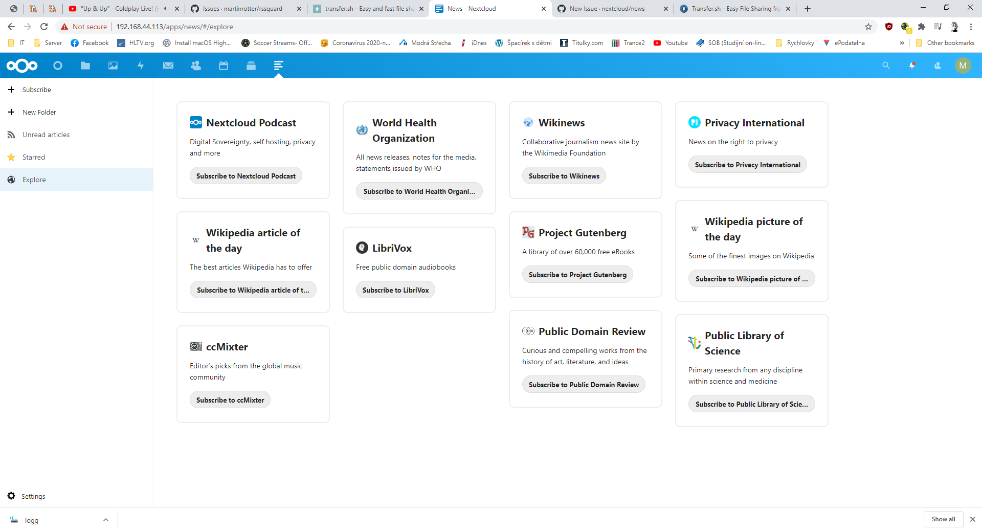 Feed not visible in web UI, but is visible via JSON API. · Issue #901 · nextcloud/news · GitHub