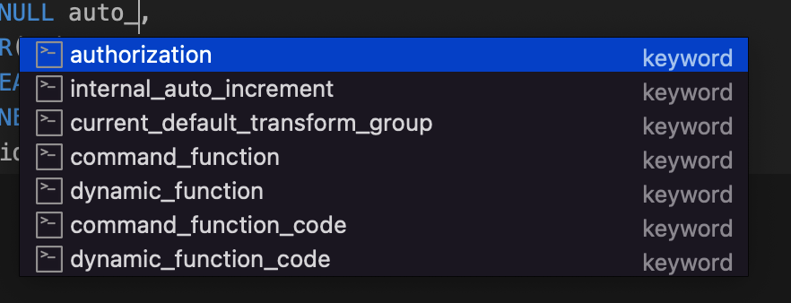 mysql auto complete missing some keywords · Issue #2917 · TablePlus/TablePlus · GitHub