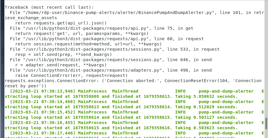 Some errors in the terminal · Issue #79 · brianleect/binance-pump ...