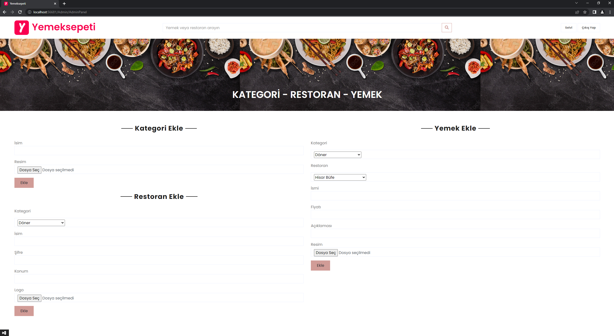 GitHub - SuleymanSelvi/Yemeksepeti-Clone