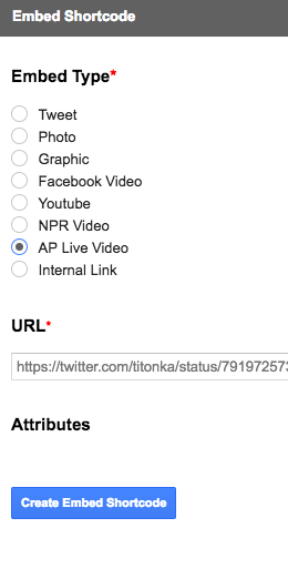 Enable AP video live embeds (JW Player) · Issue #35 · nprapps/liveblog · GitHub