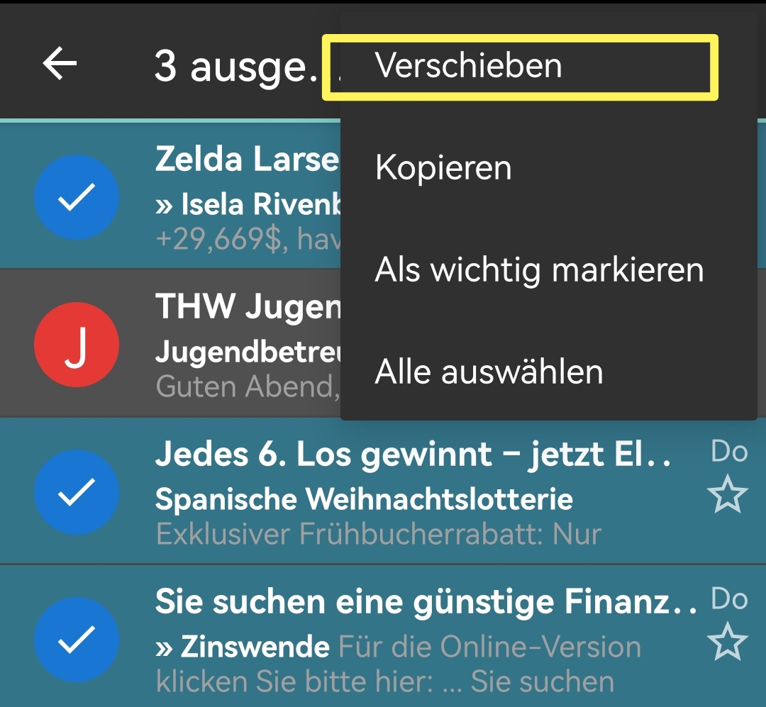 Ability to move multiple Mails in one go to subfolder from merged inbox. · Issue #6469 ...