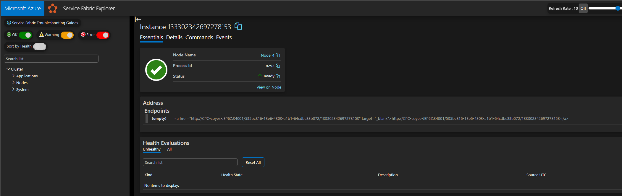 SFX: Endpoint Urls are not clickable. · Issue #859 · microsoft/service-fabric-explorer · GitHub