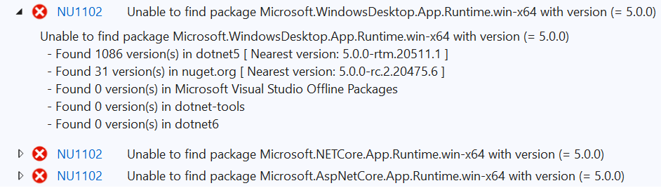 Daily Net 5 Rtm Build And Missing Packages · Issue 8882 · Dotnetinstaller · Github