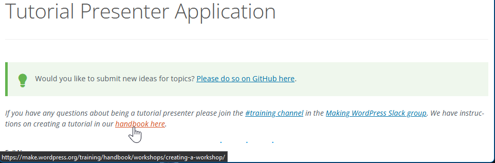 Broken link in "Tutorial Presenter Application" - Learn site · Issue #1370 · WordPress/Learn ...