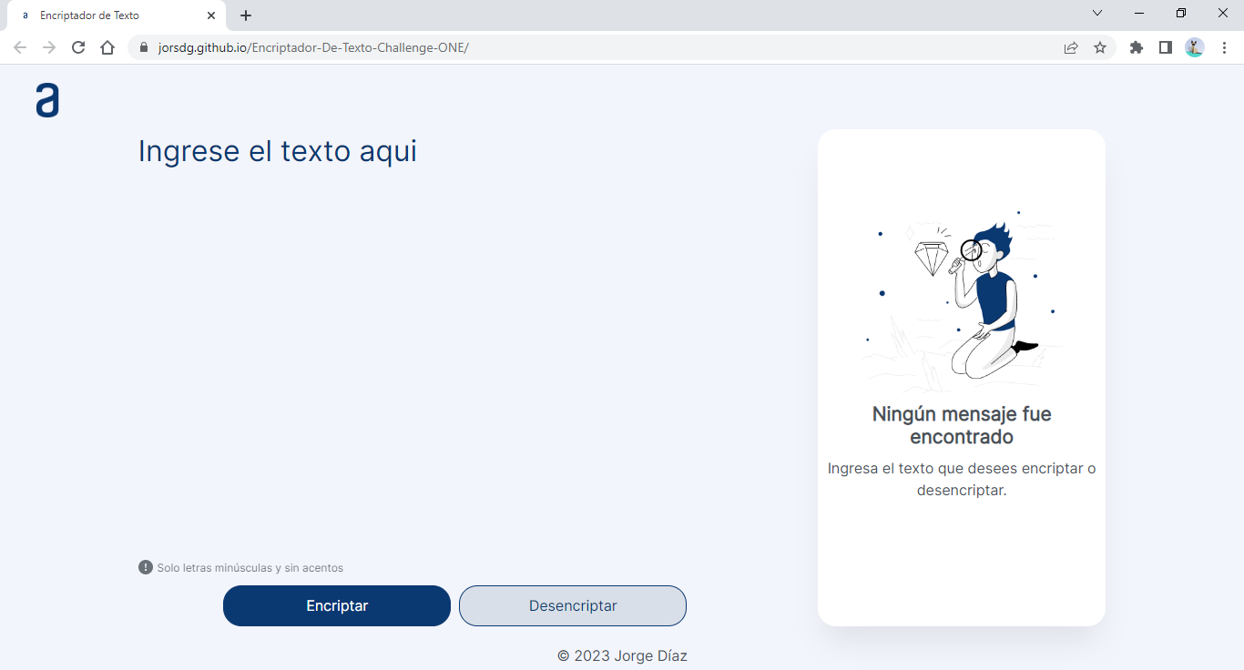 Github Jorgesdizgencriptador De Texto Challenge One Encriptador De Texto 