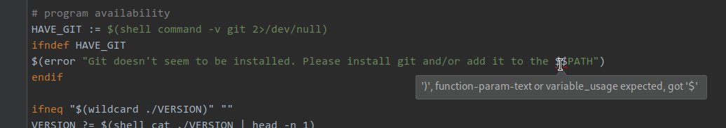 function-param-text or variable_usage expected, got '$' · Issue #104 · kropp/intellij-makefile ...