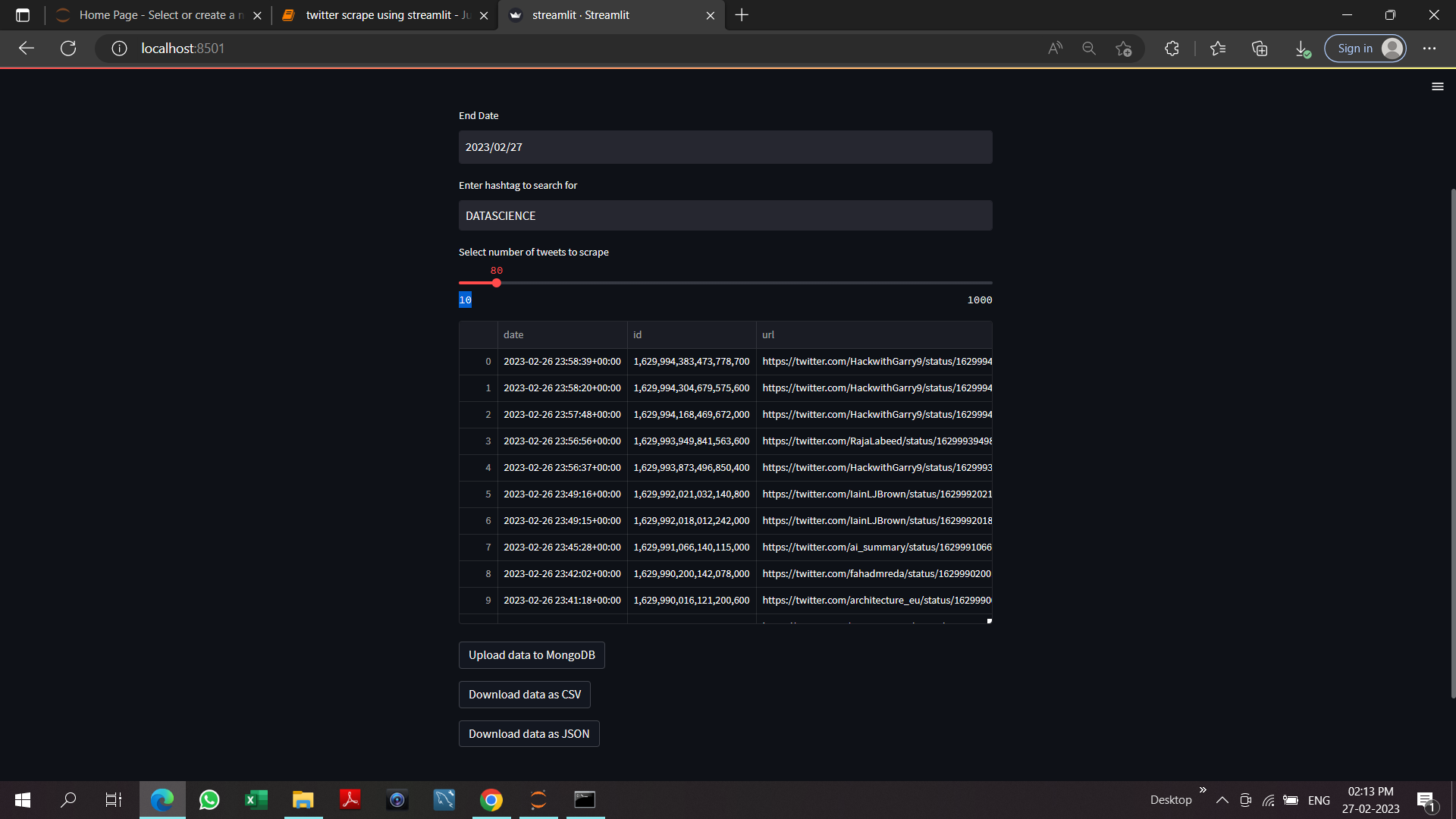 GitHub - Vijayv451/Twitter-scrape-using-streamlit: Scrapping the Twitter data using Twitter hashtag
