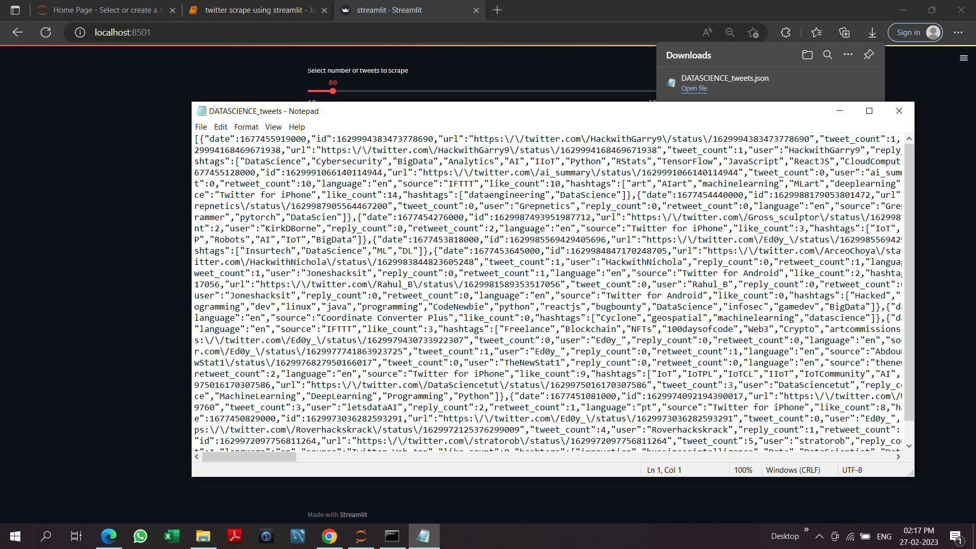 GitHub - Vijayv451/Twitter-scrape-using-streamlit: Scrapping the Twitter data using Twitter hashtag