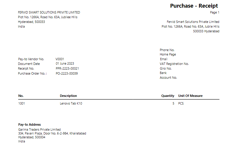 Fervid team requires purchase order No. in GRN report · Issue #501 · 3ktech/General · GitHub