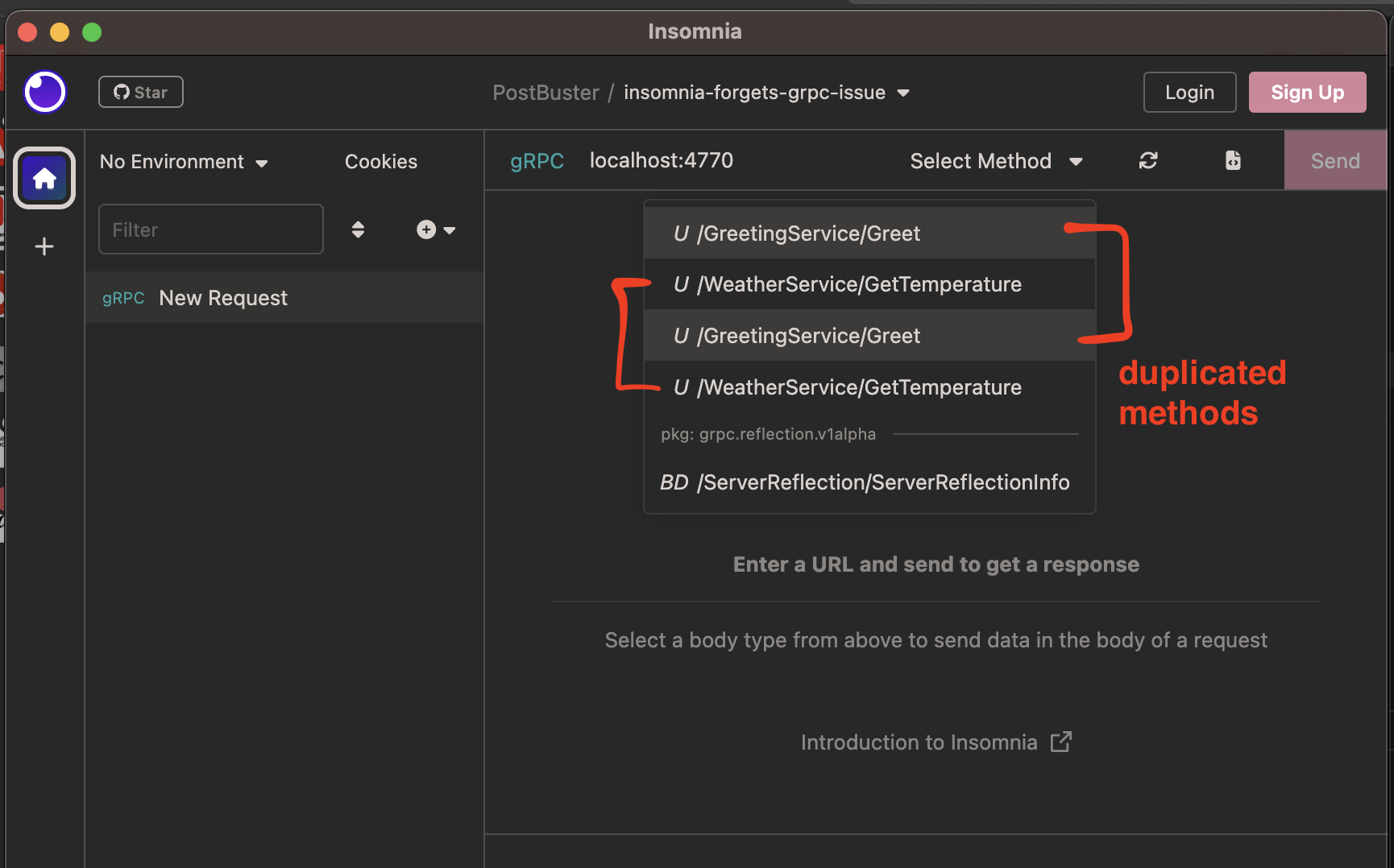 Insomnia shows duplicated options in gRPC method dropdown menu · Issue #5891 · Kong/insomnia ...