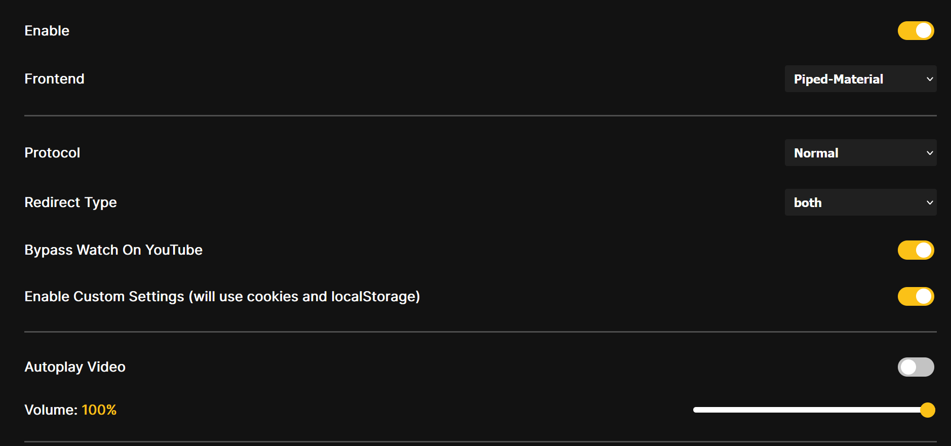 Libredirect using Piped-Material doesn't respect the autoplay setting on embeddable videos ...