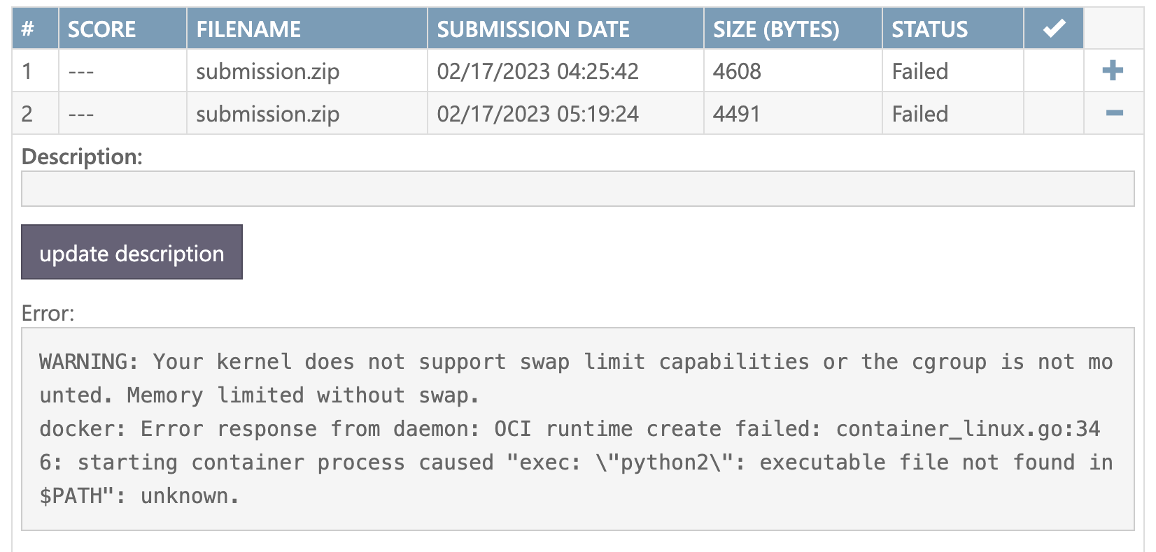 Submission Error Warning Your Kernel Does Not Support Swap Limit 