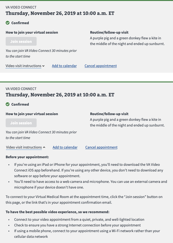 Review VVC instructions for confirmed VVC appointments · Issue #7951 ...