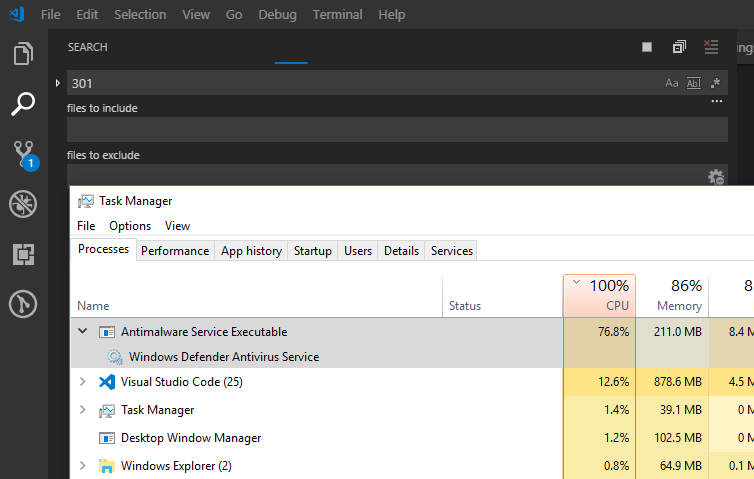 Search Pushes Cpu Usage For Antimalware Service Executable To Around 80 90 · Issue 62509