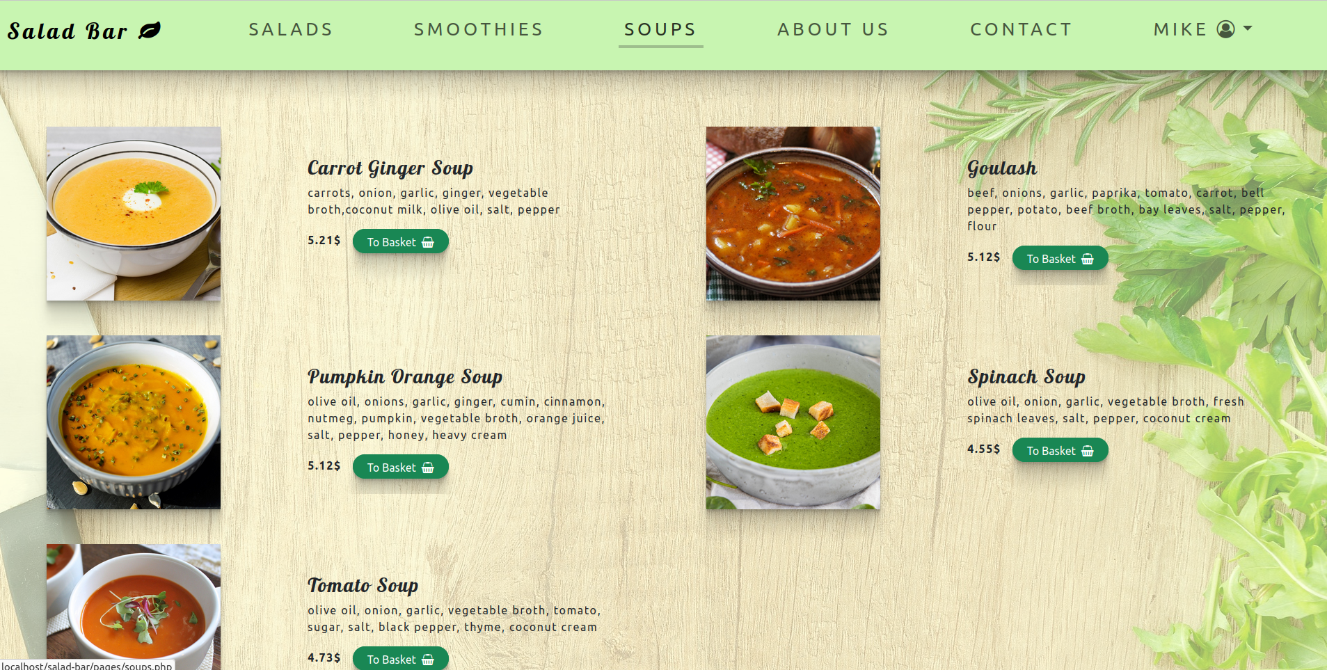 GitHub - DorottyaVarju/salad-bar: A simple salad ordering page with registration