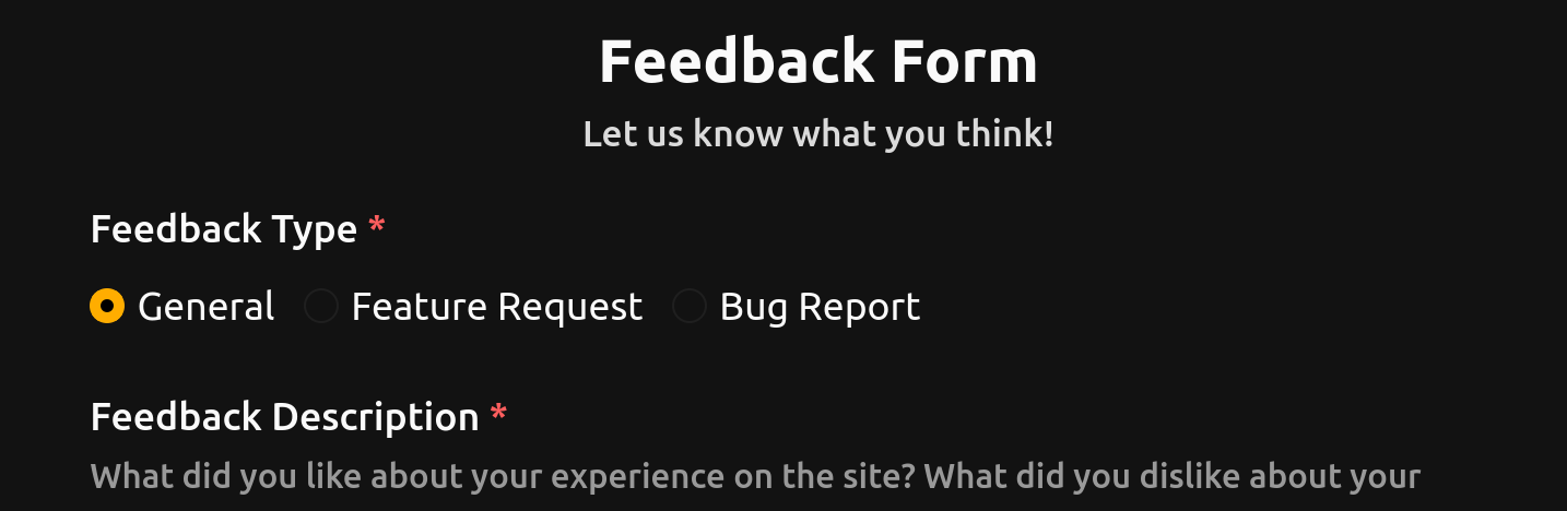 Feedback form radio buttons invisible in dark mode · Issue #305 ...