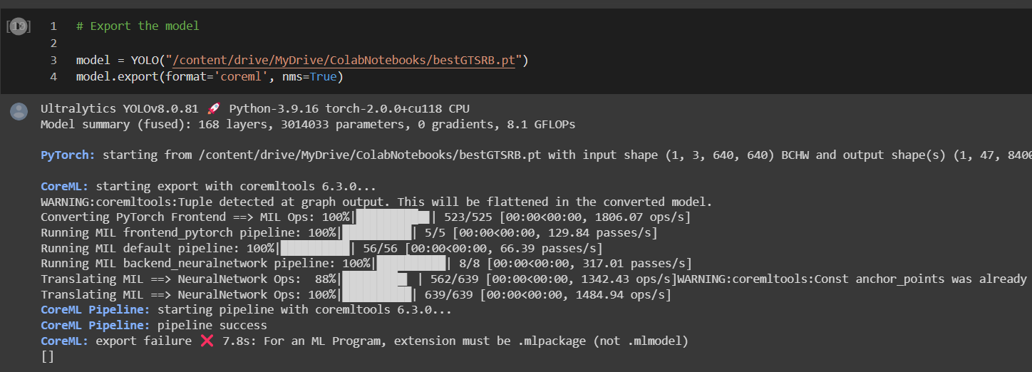 For an ML Program, extension must be .mlpackage (not .mlmodel) · Issue #2088 · ultralytics ...