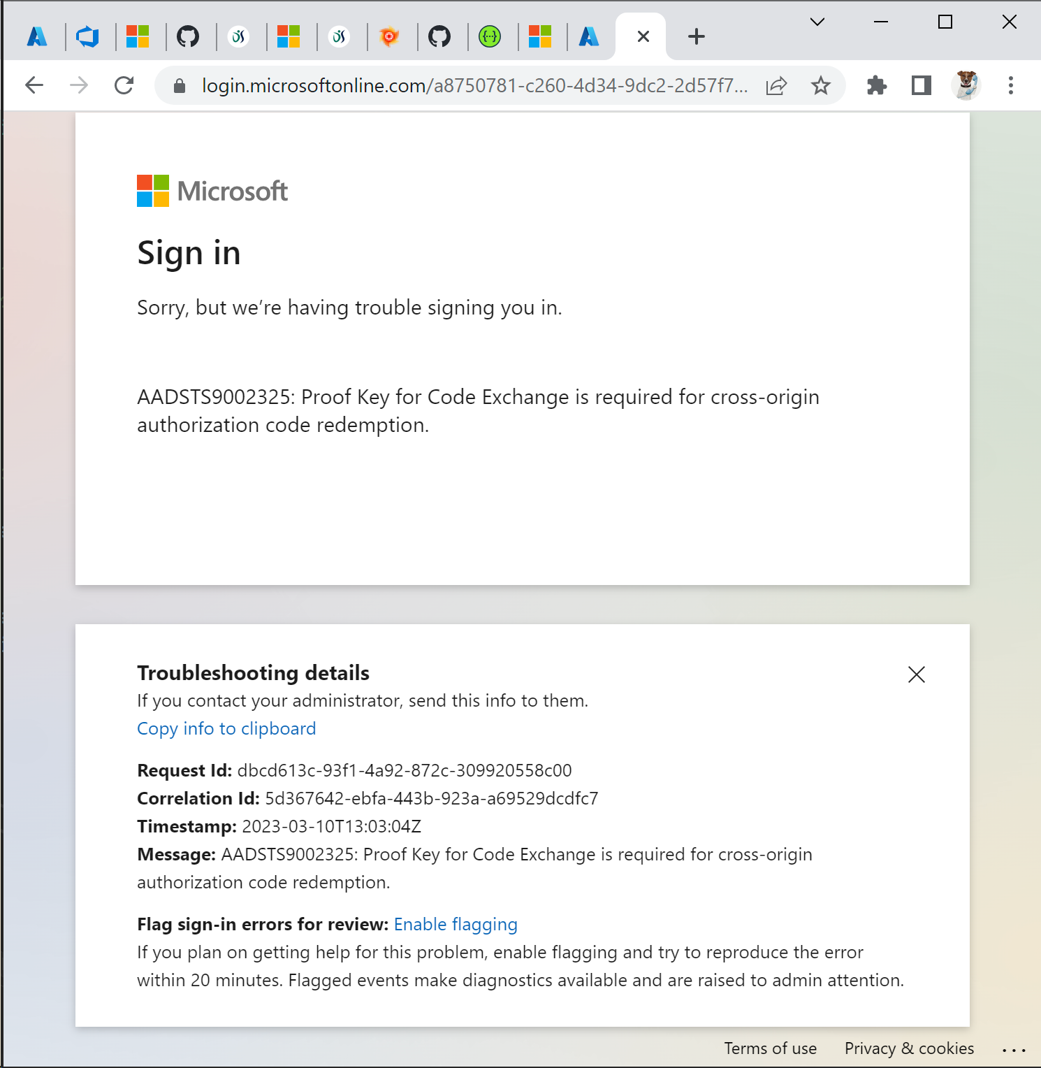 Inferno Smart Auth Fails During Cors Token Redemption With 400 Error · Issue 43 · Azure Samples