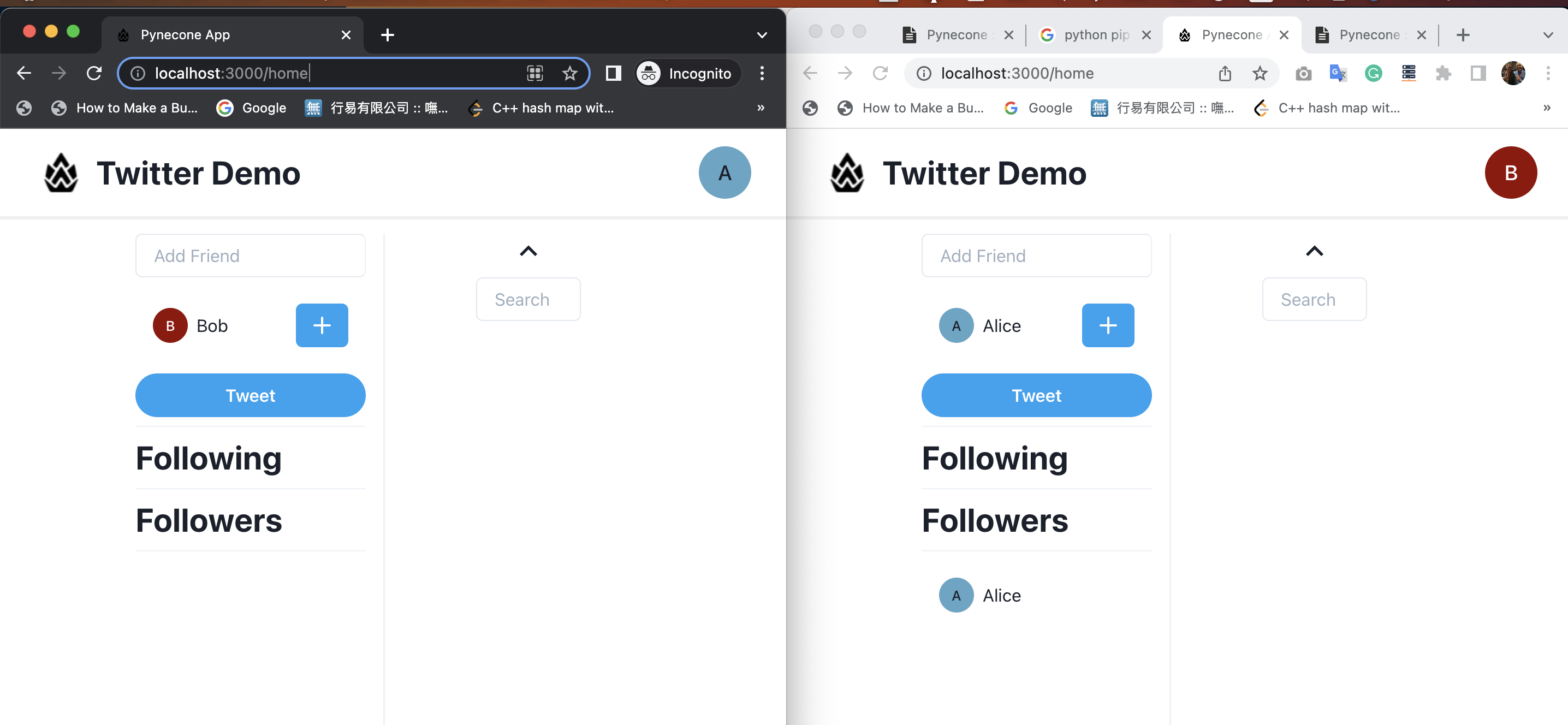 Twitter example: the both list Follower & Following are incorrect. · Issue #65 · reflex-dev ...