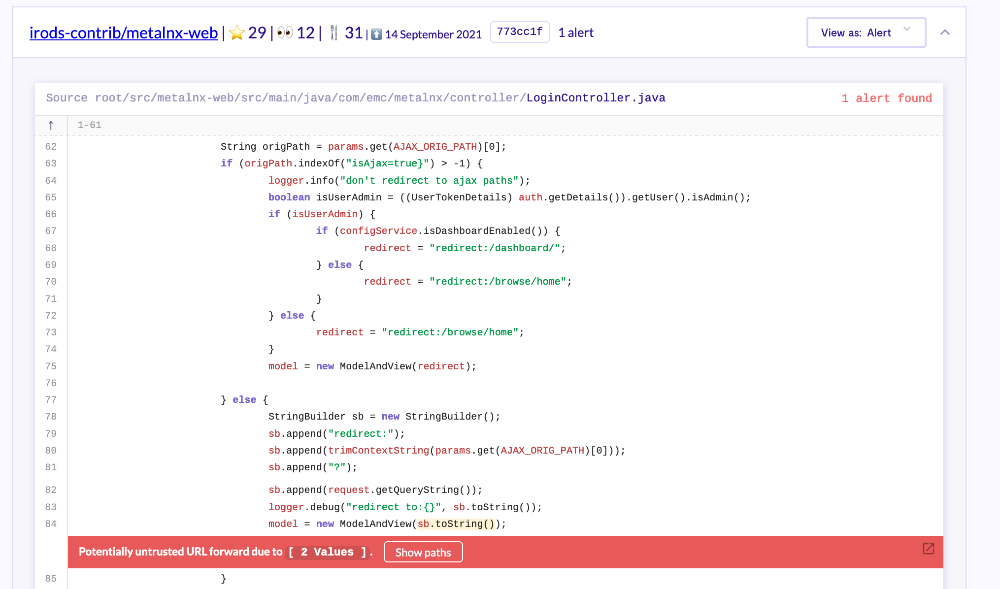 [Java] CWE-552: Unsafe url forward · Issue #399 · github/securitylab · GitHub