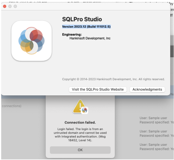 Login failed untrusted domain cannot be used with integrated authentication (Msg 18452, Level 14 ...