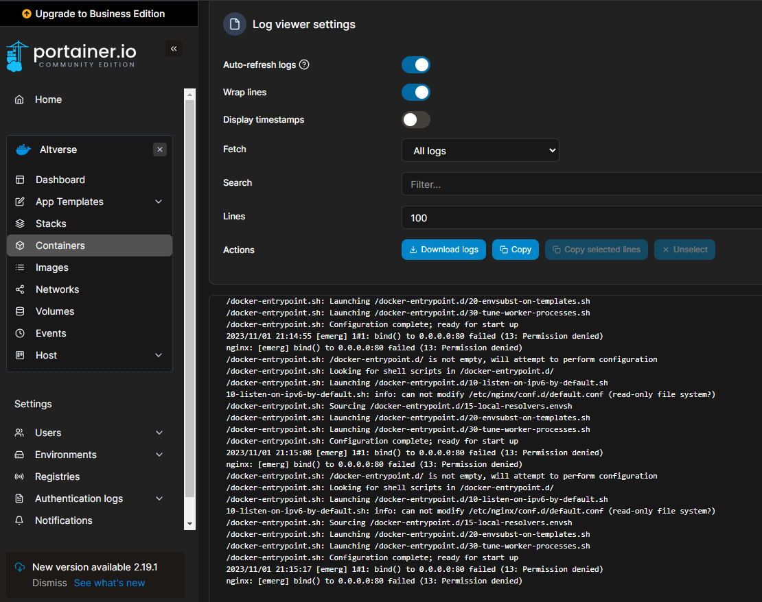 [BUG] nginx: [emerg] bind() to 0.0.0.0:80 failed (13: Permission denied) - v2023.11.1-e164afb ...