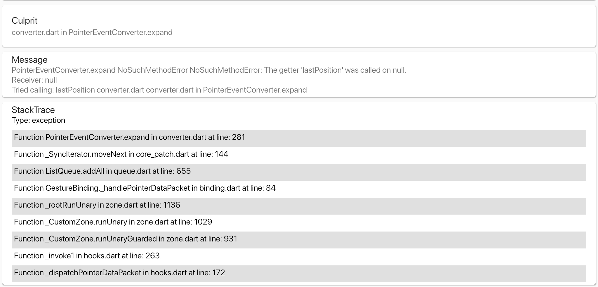 Pointereventconverterexpand The Getter Pointer Was Called On Null