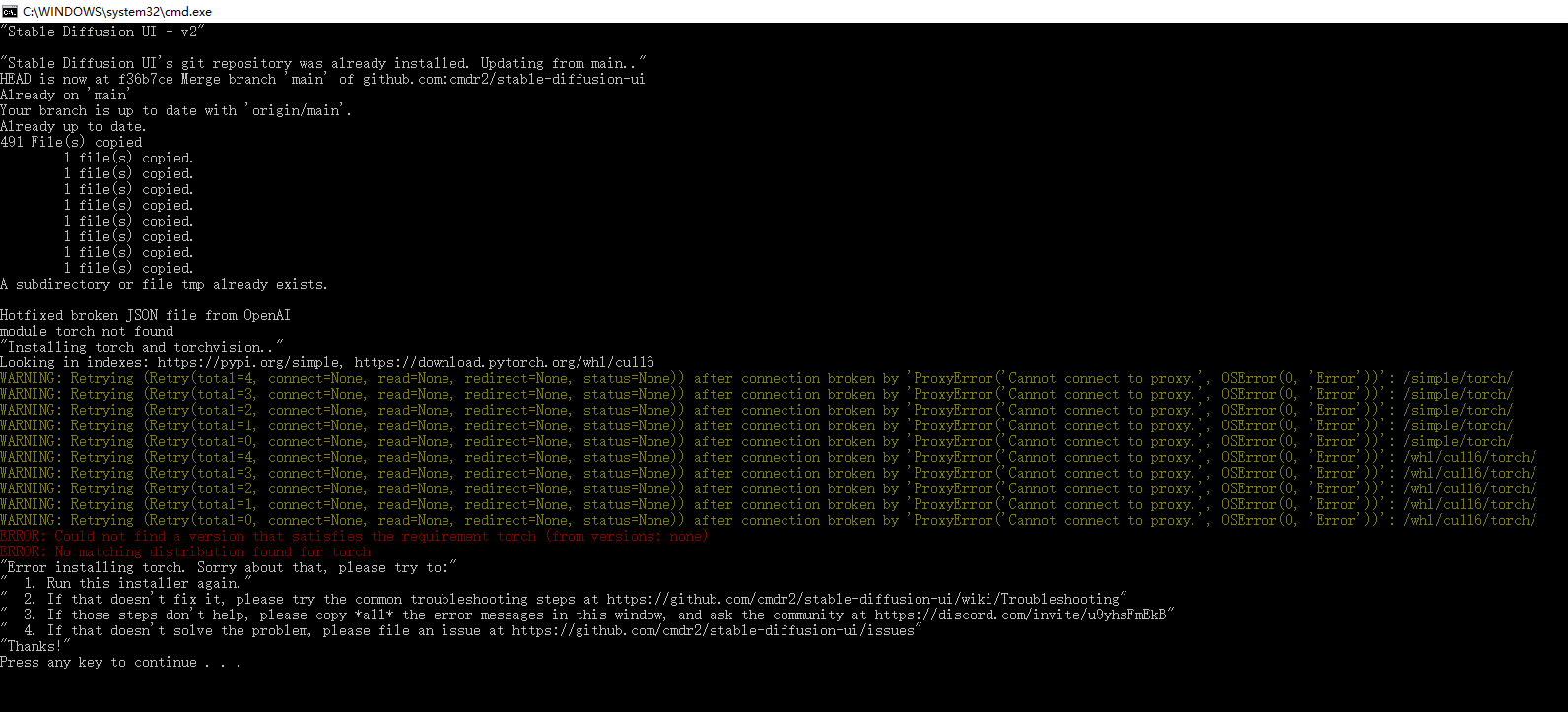 help needed: errors on installing "Stable Diffusion UI - v2" · Issue #901 · easydiffusion ...