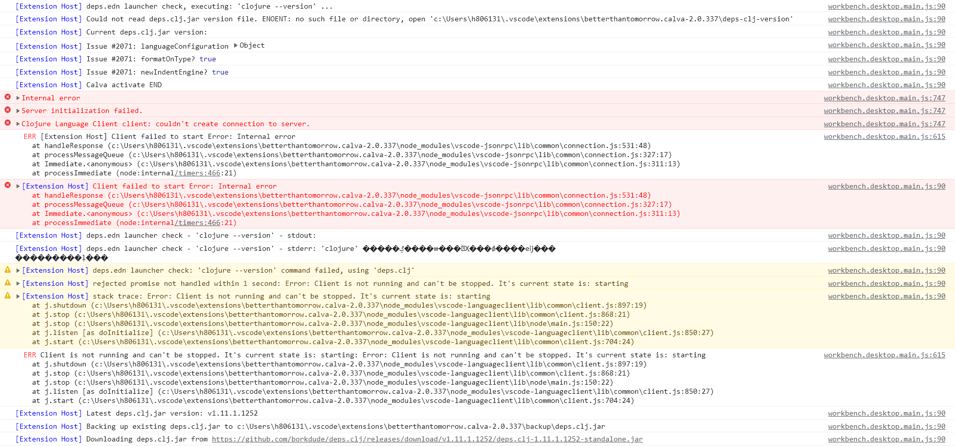Clojure Language Client: couldn't create connection to server. Internal Error. · Issue #2112 ...