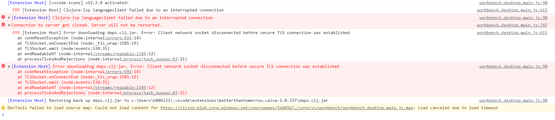Clojure Language Client: couldn't create connection to server. Internal Error. · Issue #2112 ...