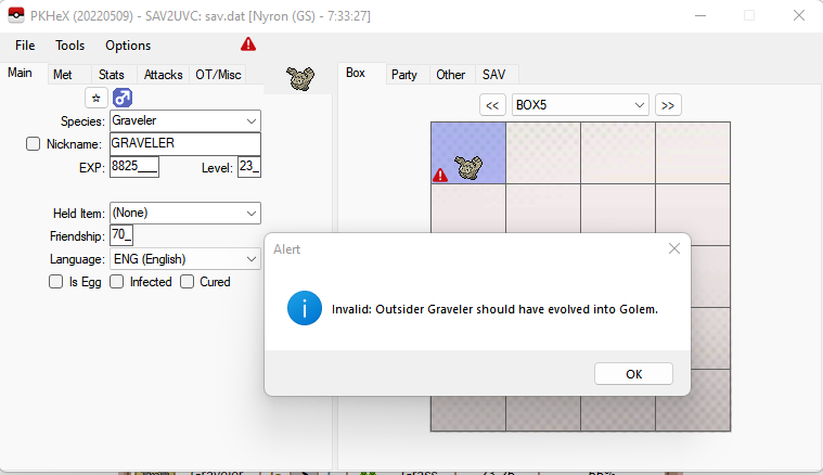 Gen2 Graveler Flagged invalid · Issue #3499 · kwsch/PKHeX · GitHub