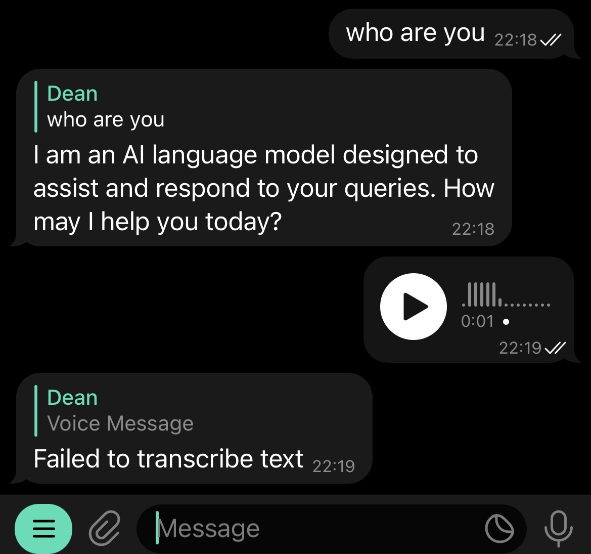Fail To Transcribe Audio Messages · Issue 36 · N3d1117 Chatgpt Telegram Bot · Github
