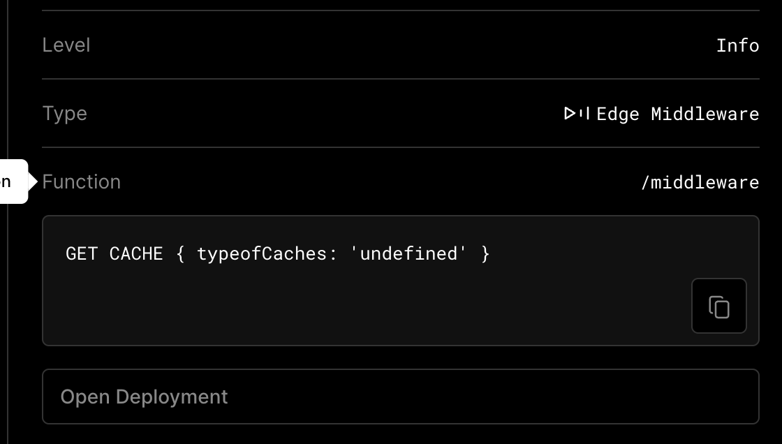 Web APIs Cache not working in Vercel Edge Middleware – typeof `caches` is `undefined` · Issue ...