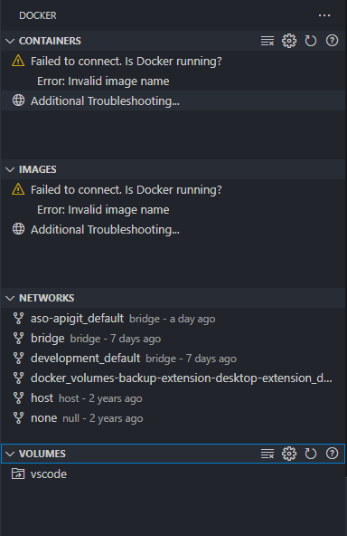 "Failed to connect" in self-built 1.23.2 · Issue #3760 · microsoft/vscode-docker · GitHub