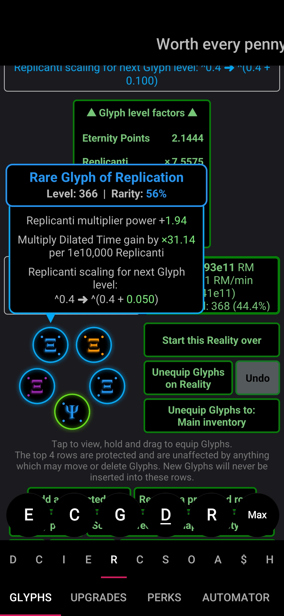 Equipped glyphs change level to projected level · Issue #529 · antimatter-dimensions/mobile ...