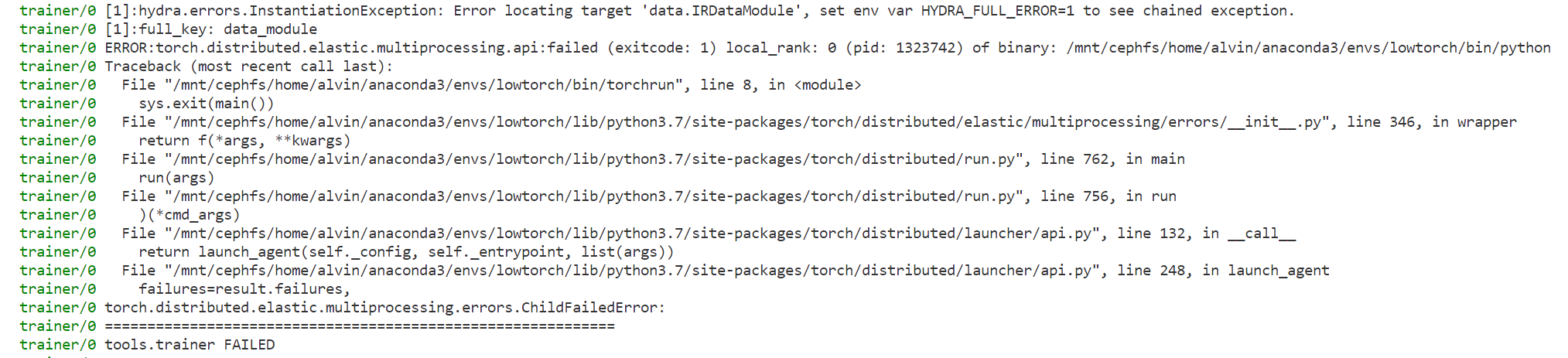 hydra.errors.InstantiationException: Error locating target 'data.IRDataModule', set env var ...
