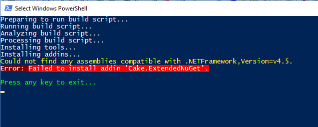 Could not find any assemblies compatible with .NETFramework,Version=v4.5 · Issue #22 · cake ...