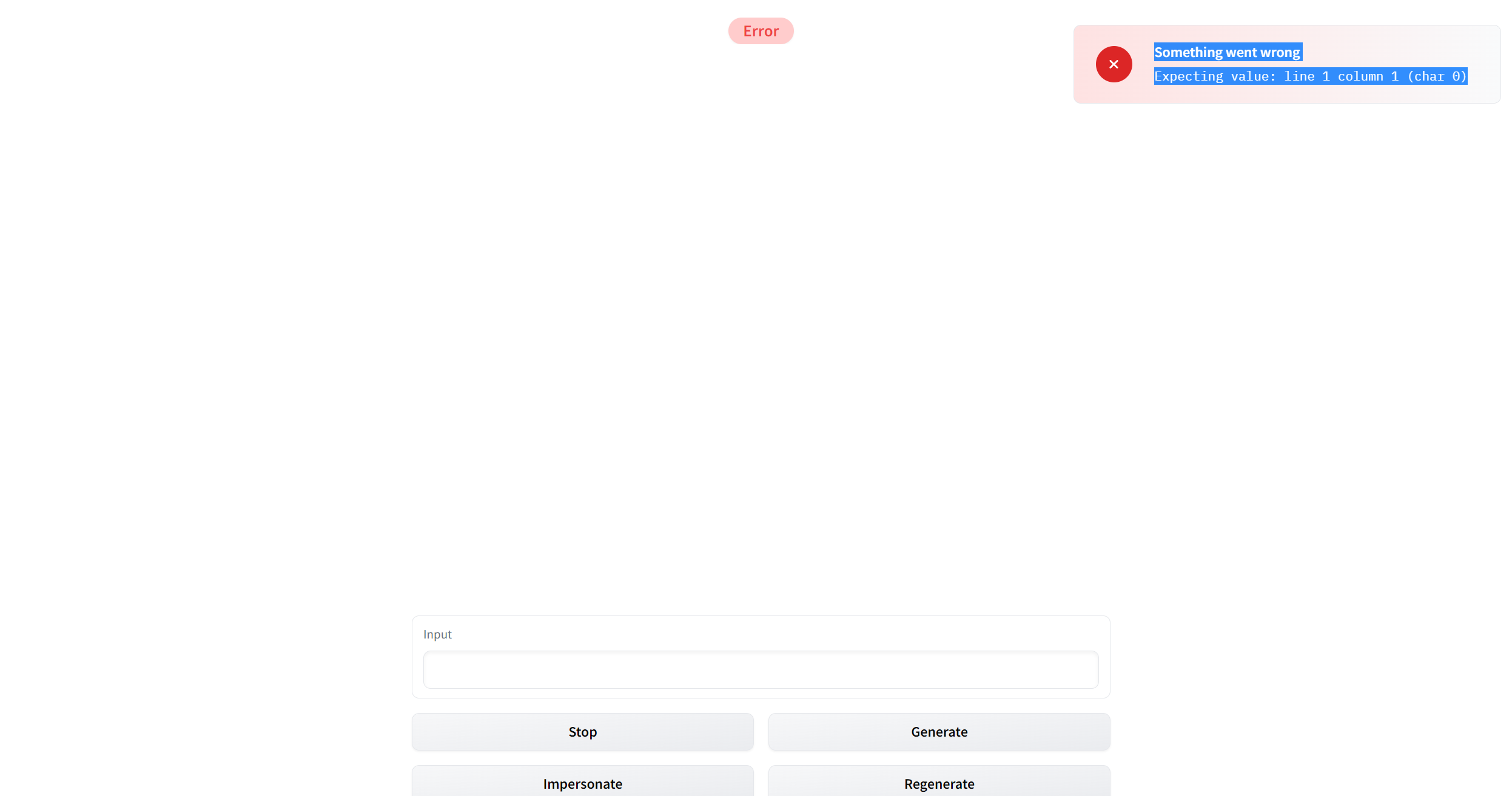 Something Went Wrong Expecting Value Line 1 Column 1 Char 0 · Oobabooga Text Generation Webui