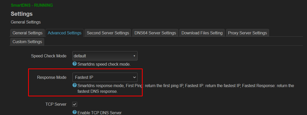 下个版本把response-mode选项加到LUCI界面中吧 · Issue #1329 · pymumu/smartdns · GitHub