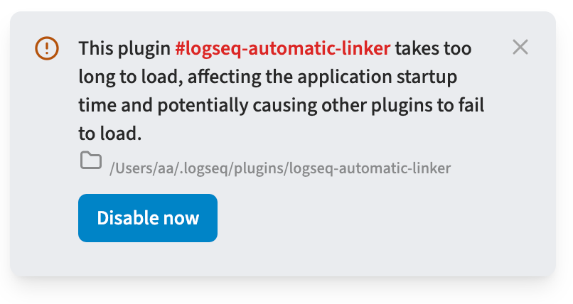 Error message "This plugin takes too long to load" · Issue #67 · sawhney17/logseq-automatic ...