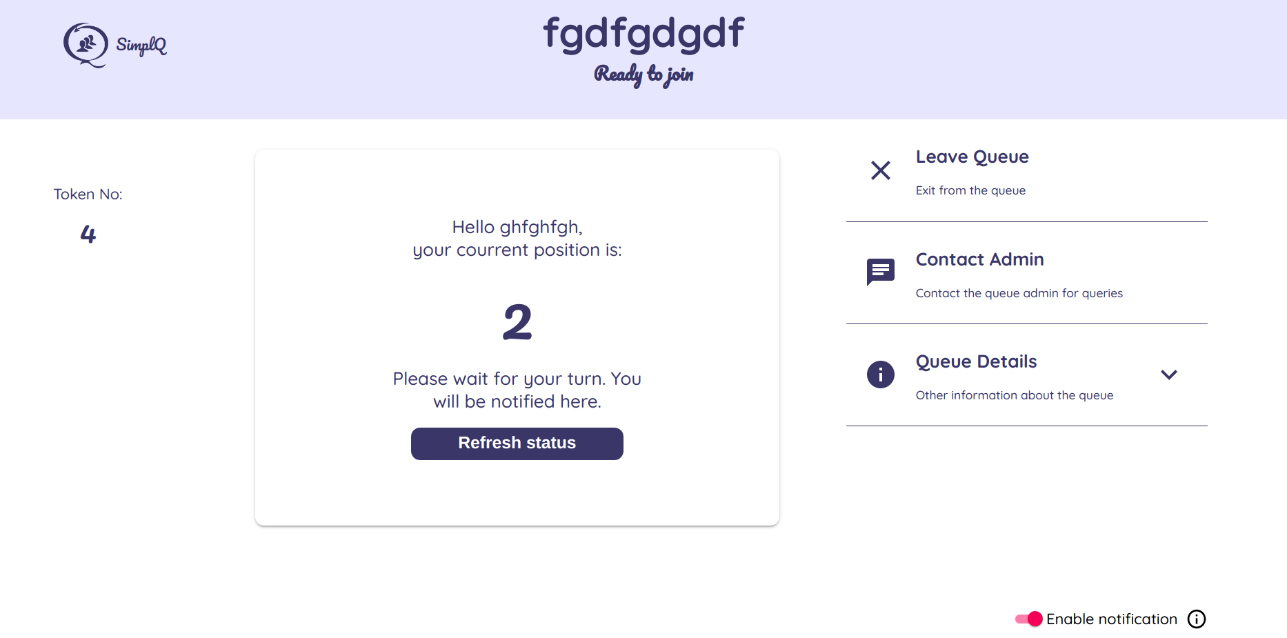 Implement the token number and position sections in the status page · Issue #292 · SimplQ/simplQ ...