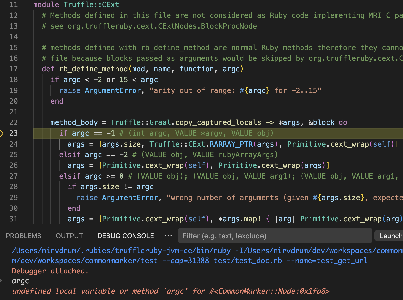 Debug console resolving calls in incorrect scope · Issue #2847 · oracle/truffleruby · GitHub