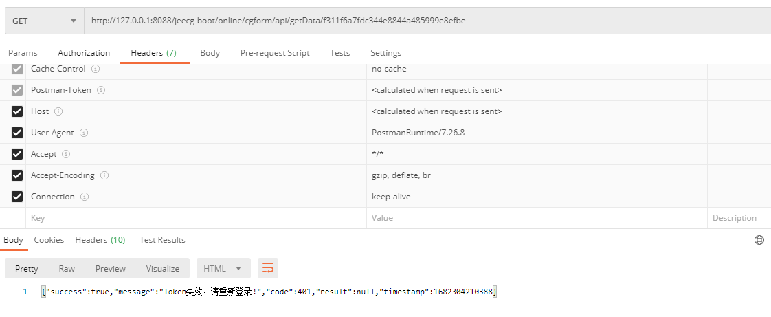 online在线开发创建的表单，在线调试时暴露的接口http://127.0.0.1:8088/jeecg-boot/online/cgform/api/getData/{code} 能不能 ...