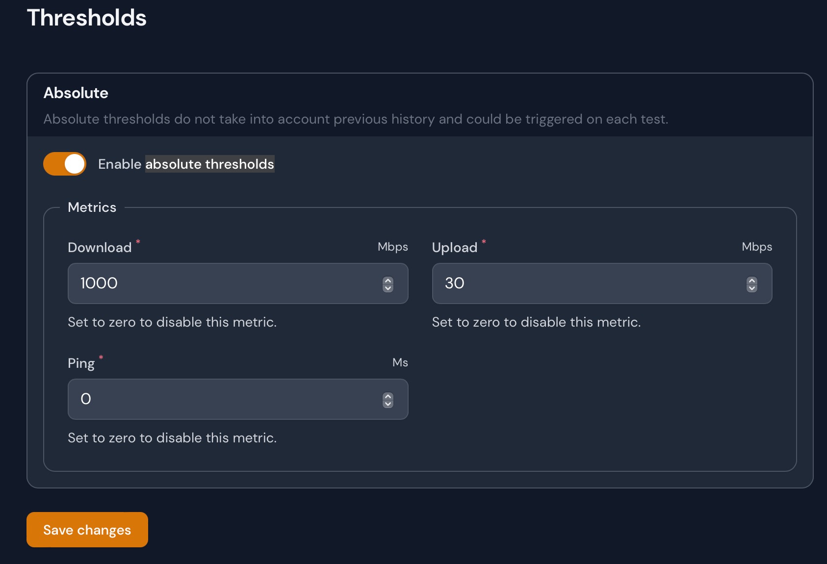 Absolute Thresholds Over 1 Gbps Get Notifications · Issue 419 · Alexjustesen Speedtest Tracker