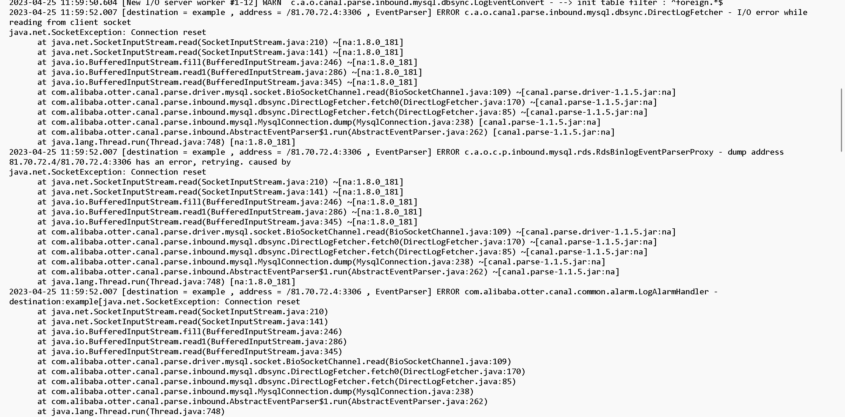 canal显示connection reset · Issue #4696 · alibaba/canal · GitHub