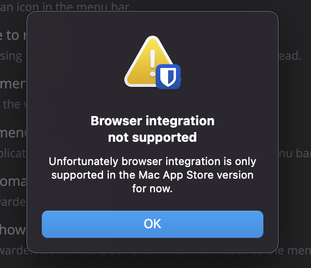 [brew installation] Error while enabling browser integration. · Issue #3637 · bitwarden/clients ...