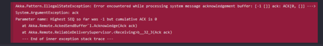 Association To [akka Tcp Name Server 49766] With Uid [1896650320] Is Irrecoverably Failed