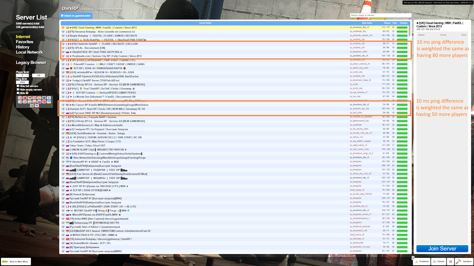 Reworked server browser ranking by FredyH · Pull Request #1963 · Facepunch/garrysmod · GitHub